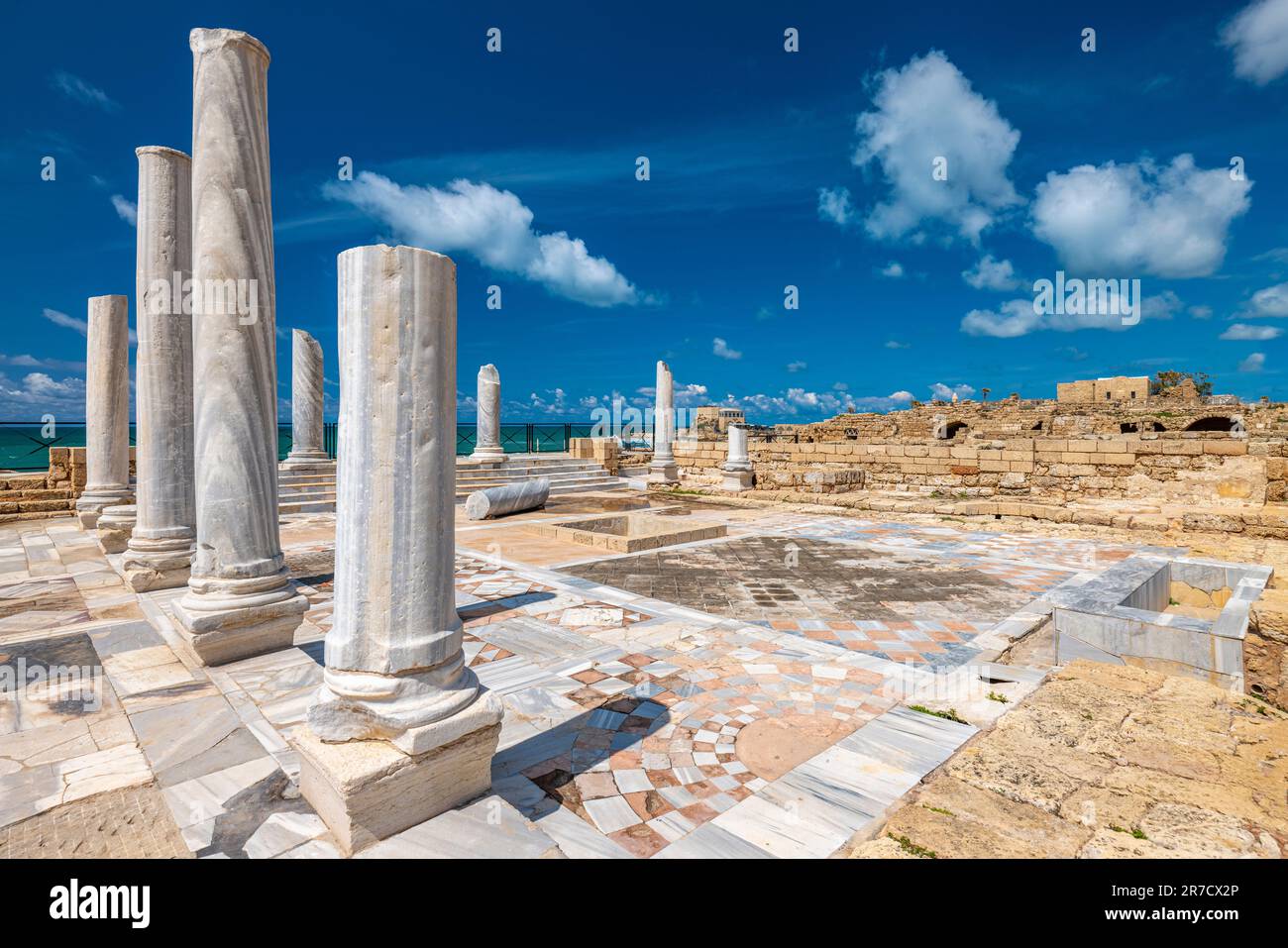 PUBLIC BATHHOUSE (22-10 BCE) CAESAREA ISRAEL Stock Photo - Alamy