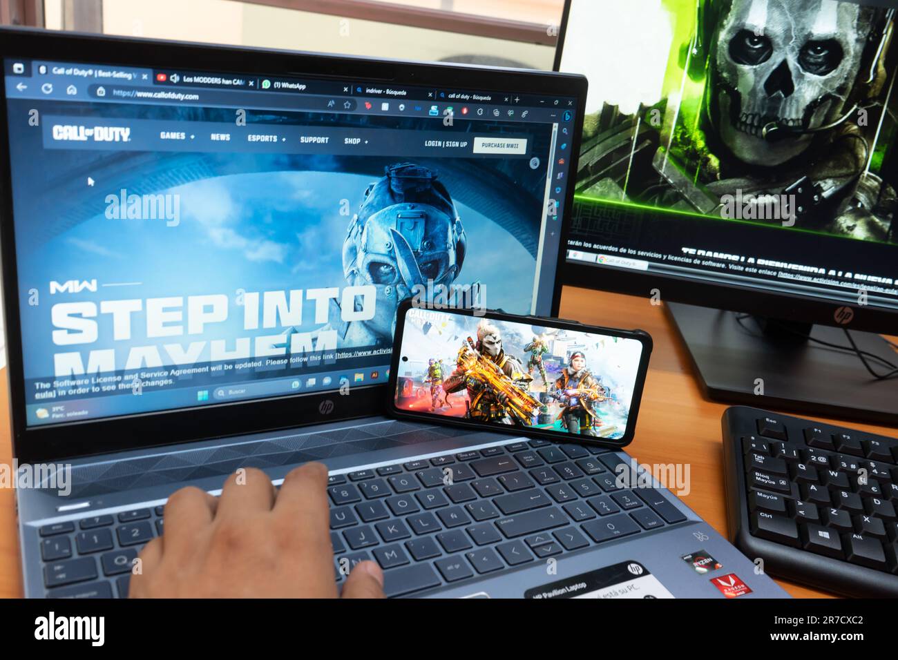 Managua, Nicaragua, June 14th: Latin man playing Call of Duty Mobile ...