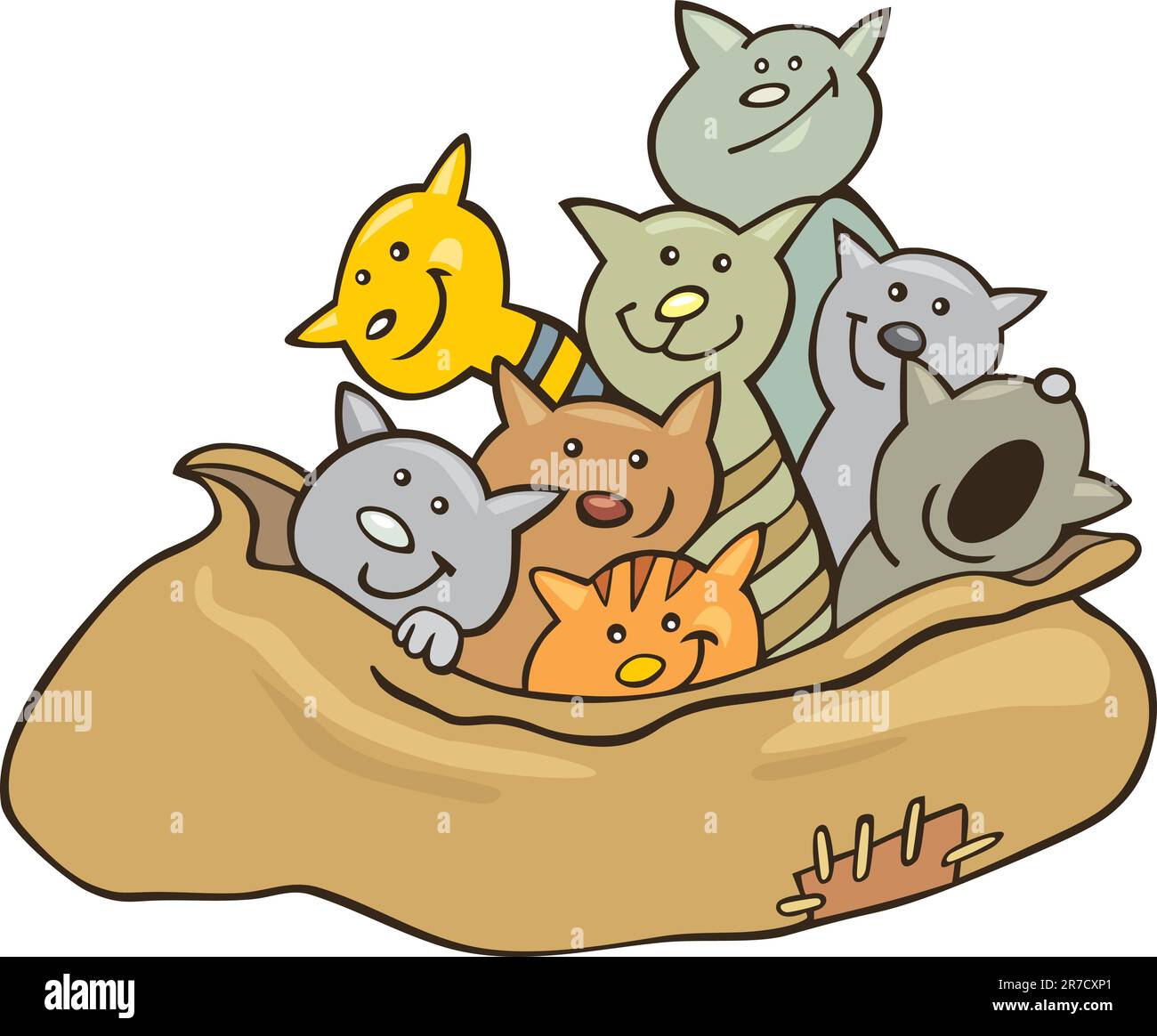 Cartoon illustration of cats in sack Stock Vector Image & Art - Alamy