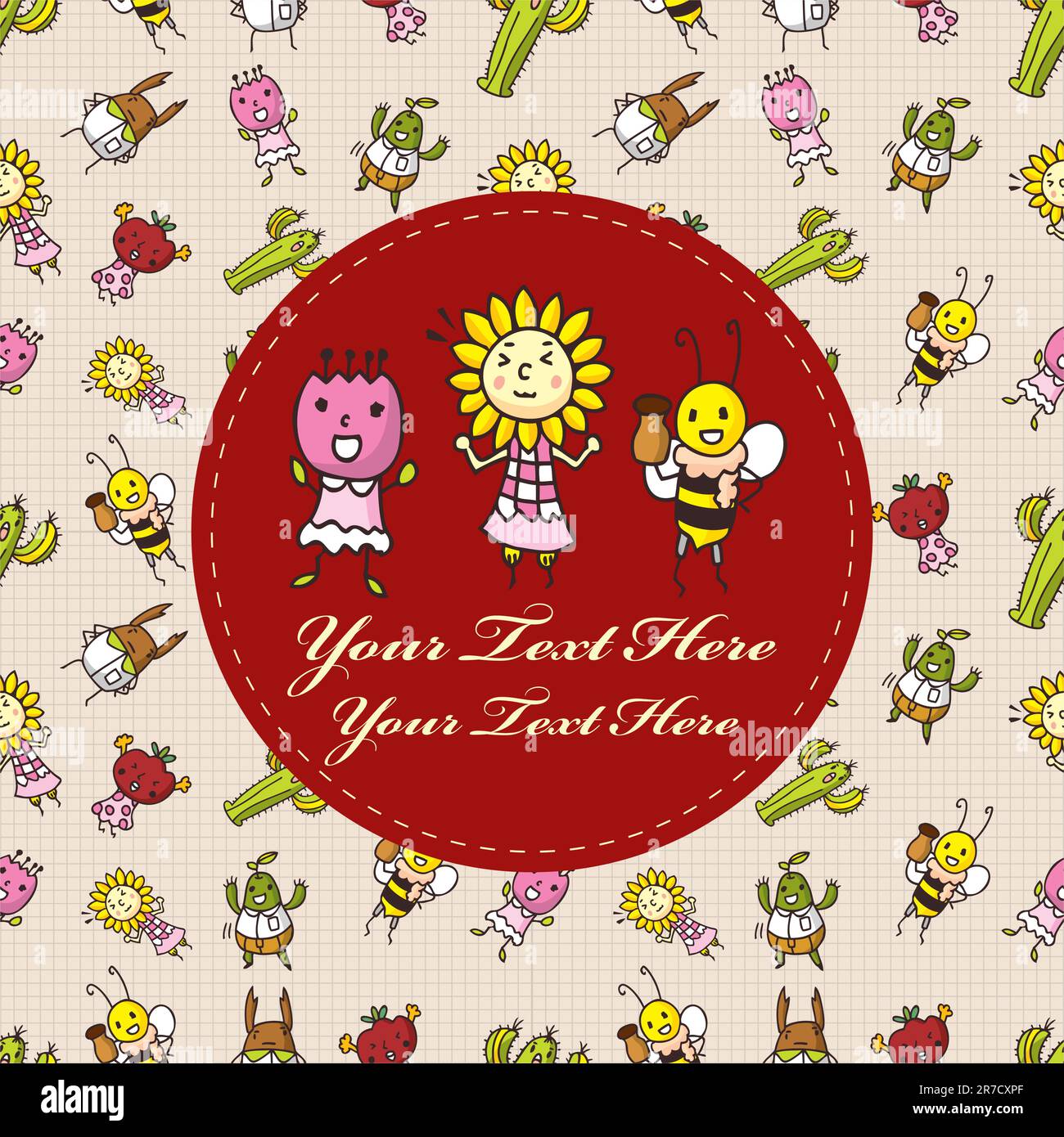 cartoon bug and flower card Stock Vector Image & Art - Alamy