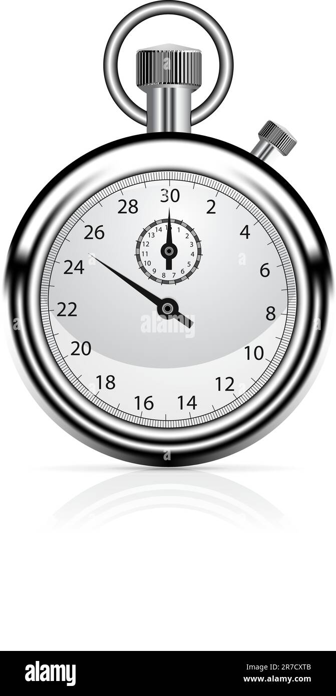 stopwatch retro mechanic chromed vector illustration. Front view Stock ...
