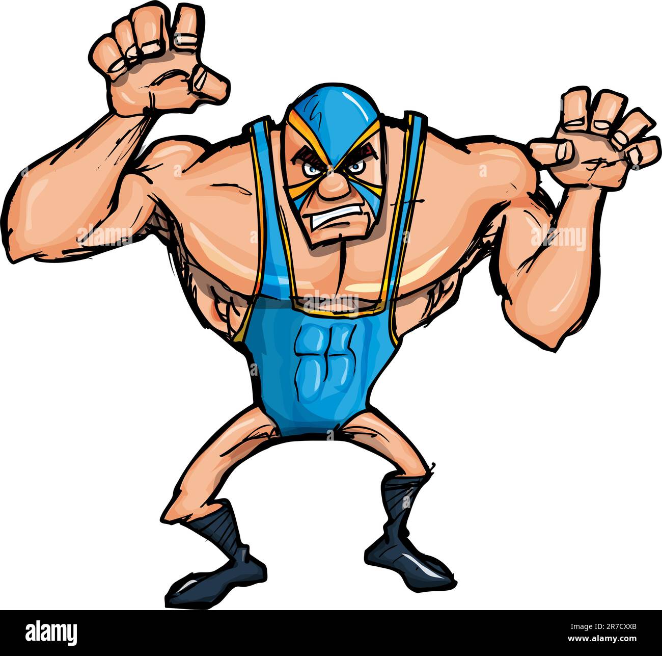 Angry cartoon wrestler with a mask. Isolated on white Stock Vector ...