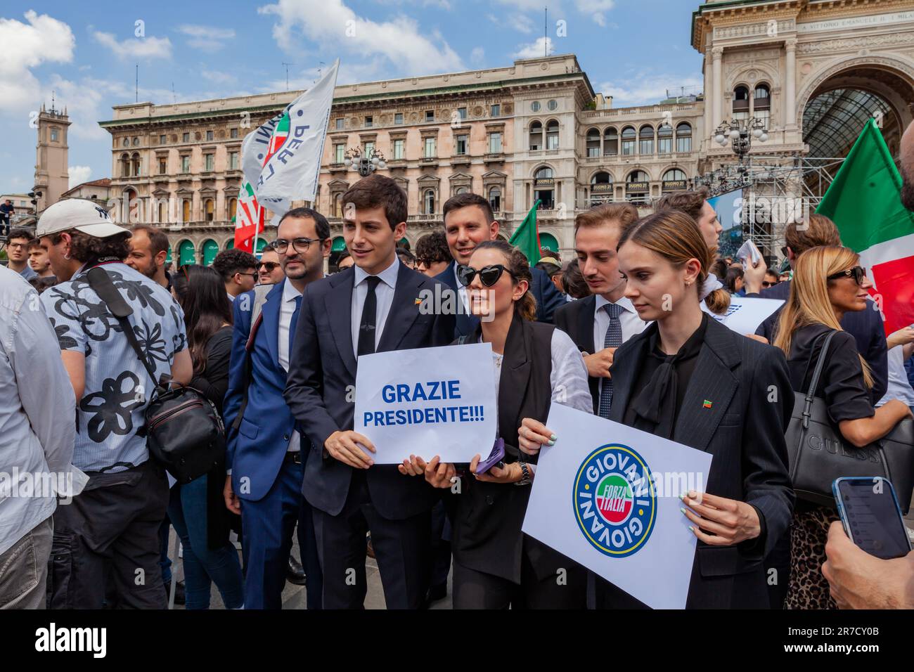 Milan, Italy - June 14, 2023: Large crowd at the state funeral of ...
