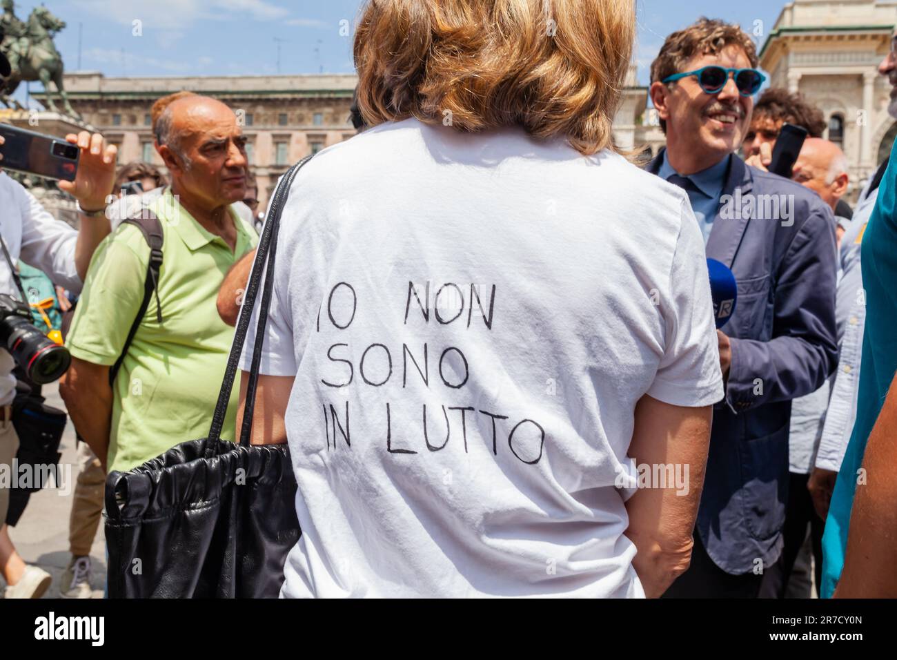 Milan, Italy - June 14, 2023: Large crowd at the state funeral of ...
