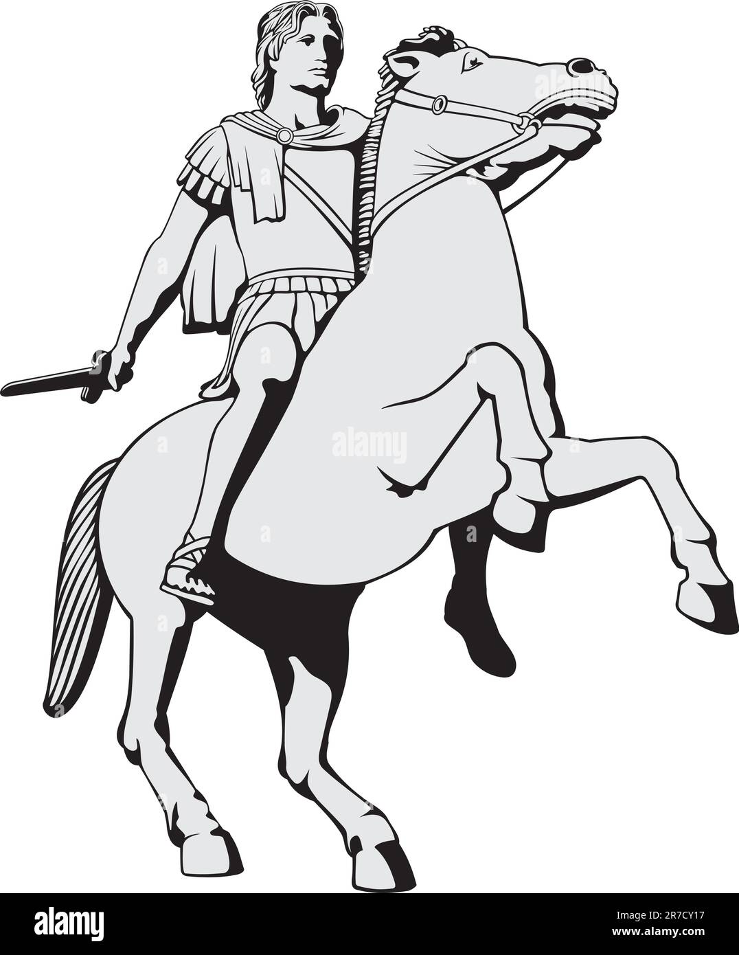 Illustration of Alexander the Great riding his horse statue at ...