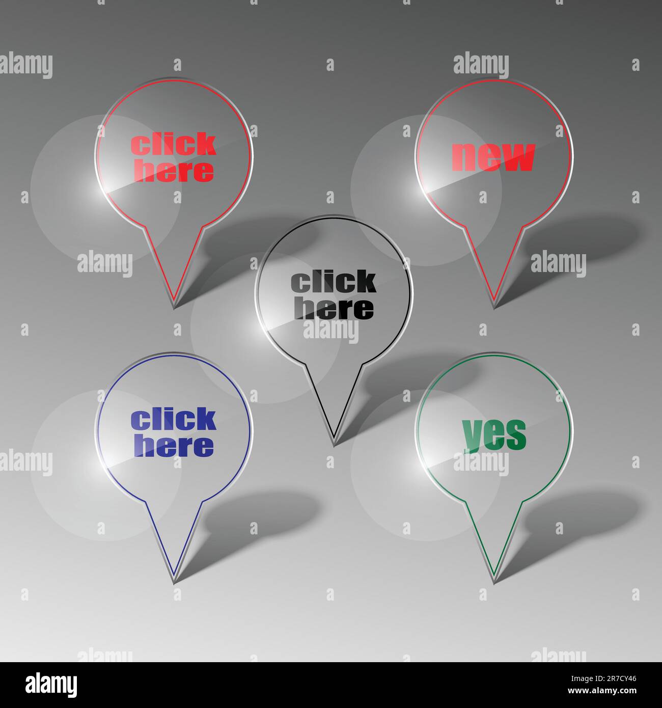 Set of realistic glass icons. Vector illustration Stock Vector Image ...