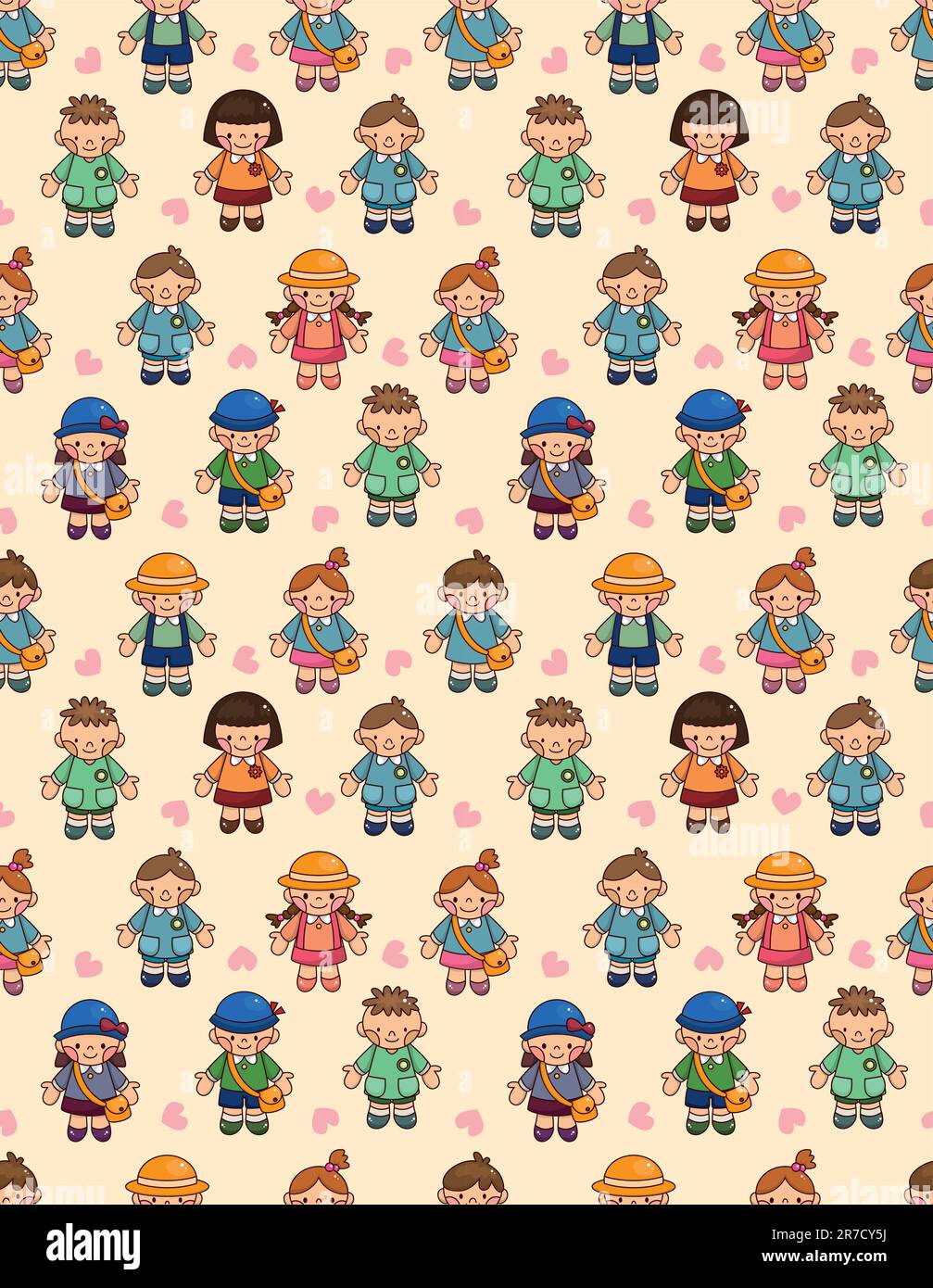 cartoon kid seamless pattern Stock Vector Image & Art - Alamy