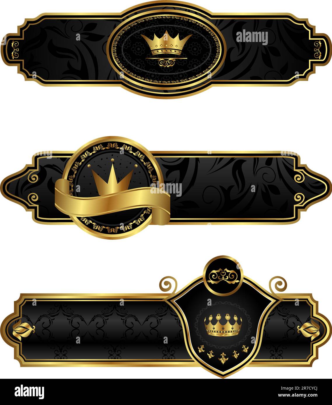 Illustration black-gold decorative frames - vector Stock Vector Image ...