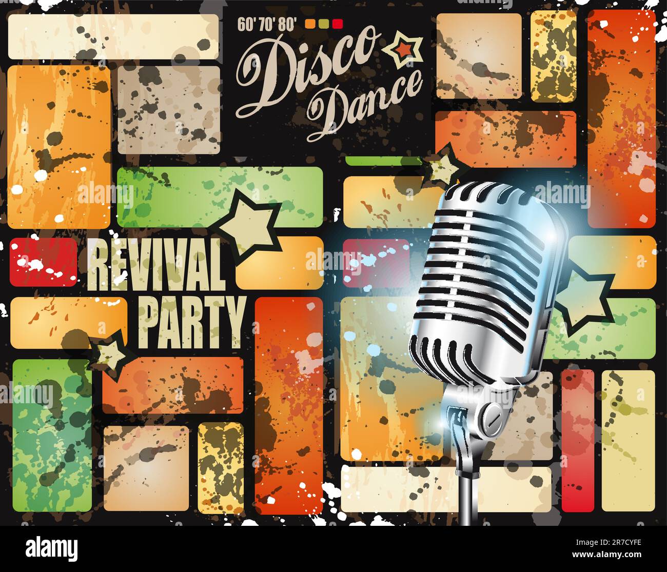 Retro' revival disco party flyer or poster for musical event Stock ...