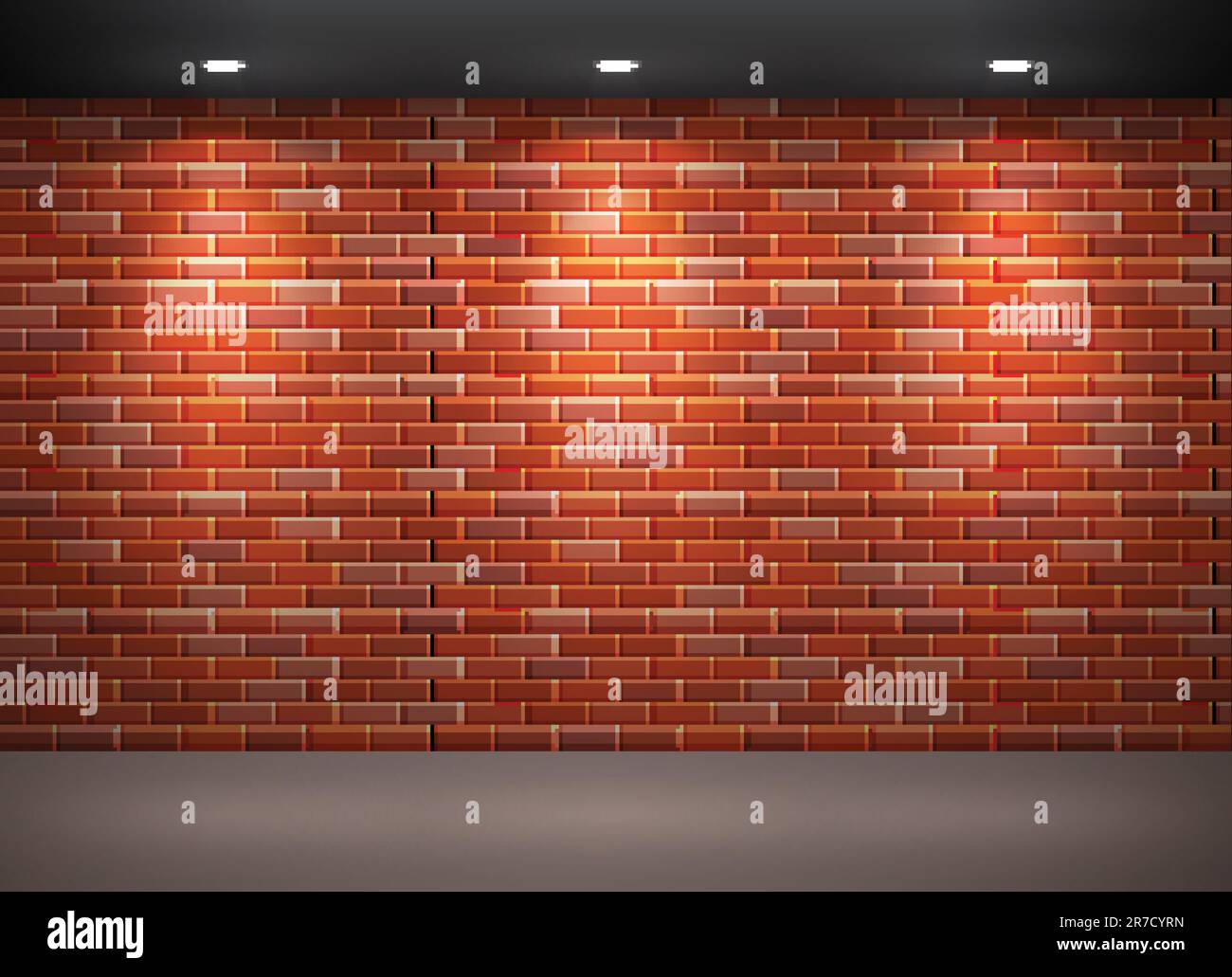 Gallery Interior with empty frame on brick wall Stock Vector Image ...