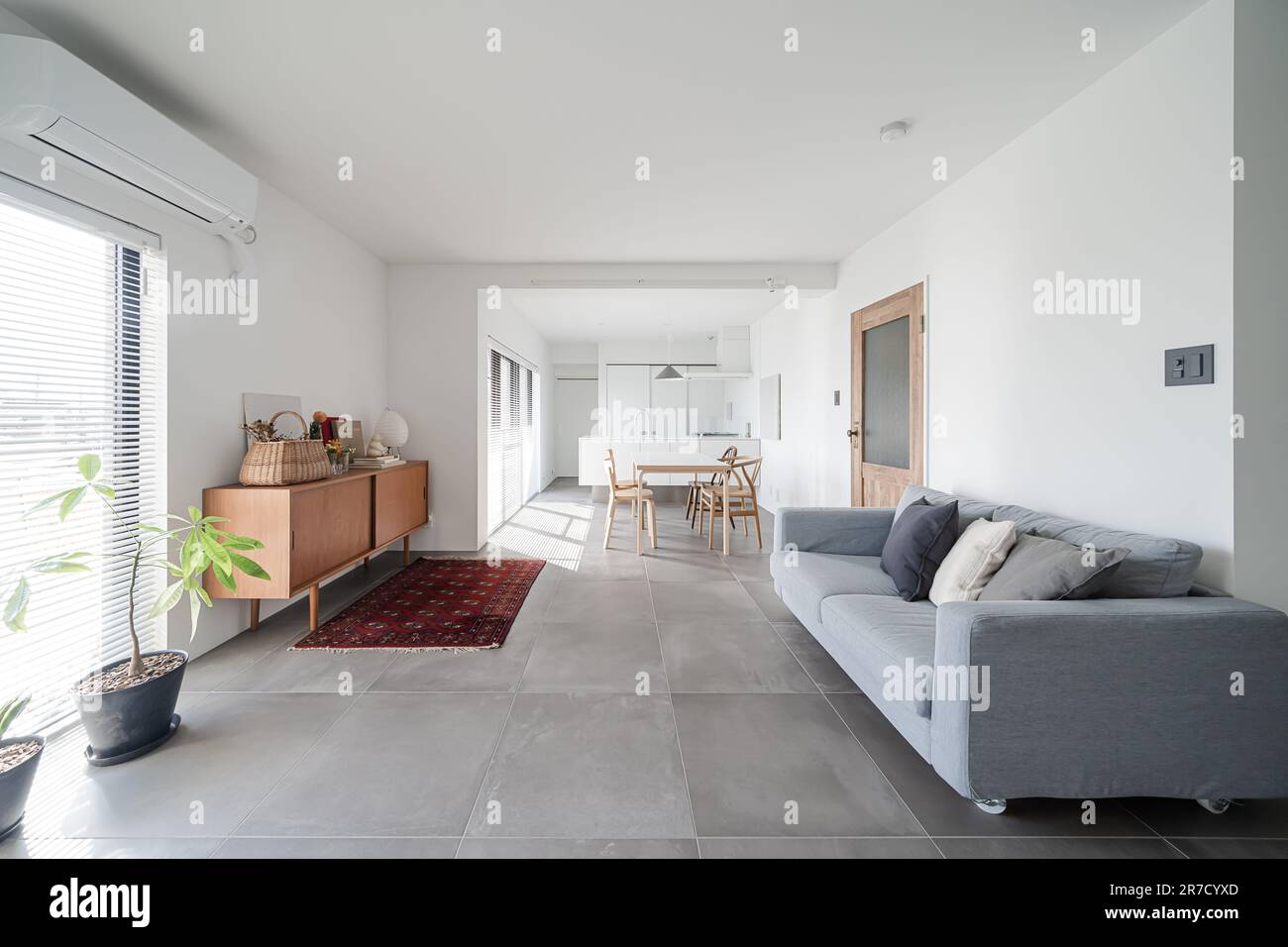 simple modern style living and dining Stock Photo - Alamy