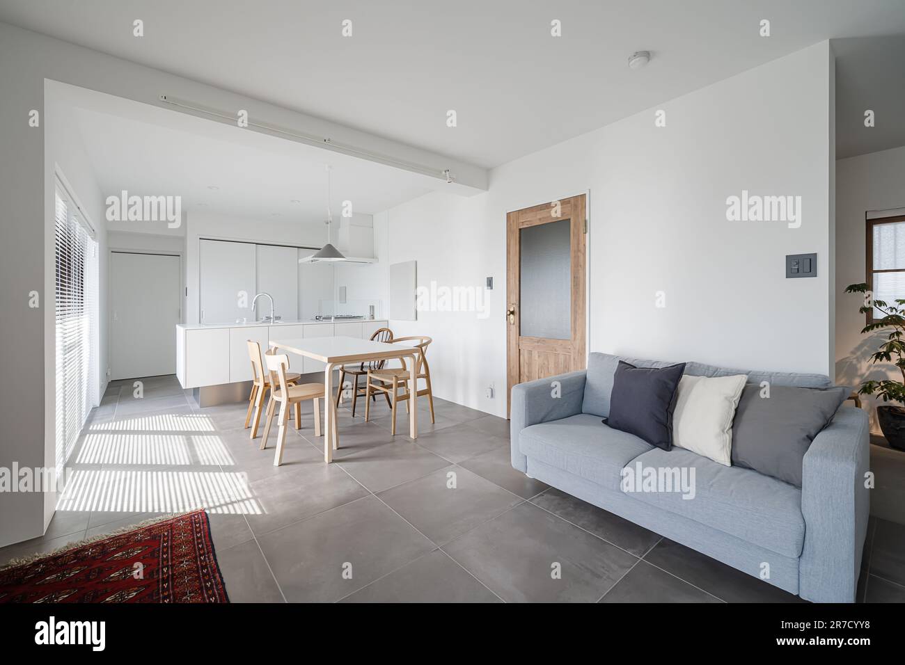 simple modern style living and dining Stock Photo - Alamy