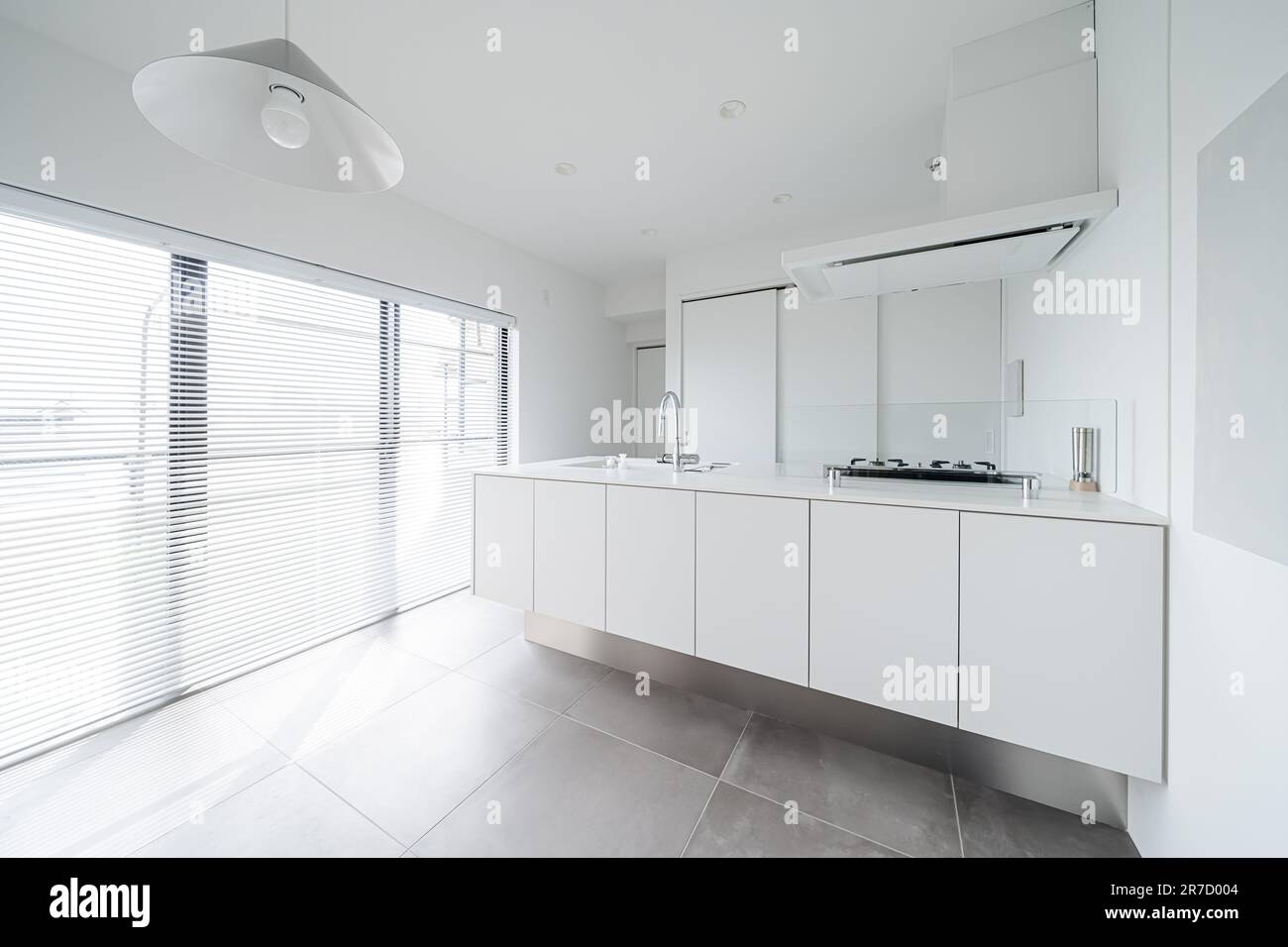 Simple modern style kitchen in white Stock Photo - Alamy