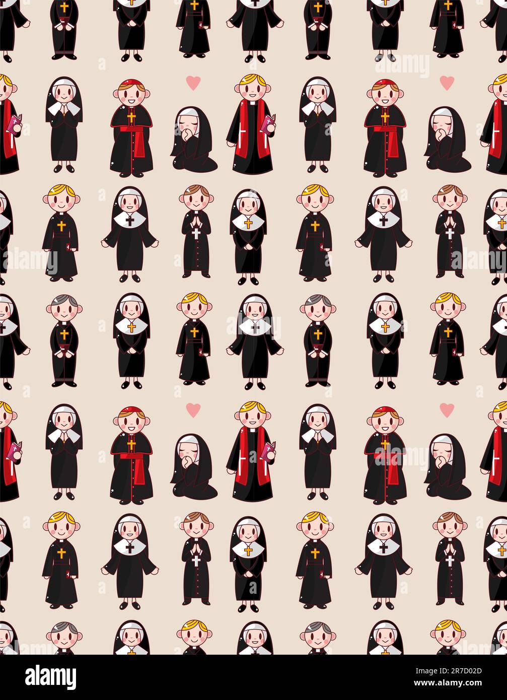 cartoon priest and nun seamless pattern Stock Vector Image & Art - Alamy