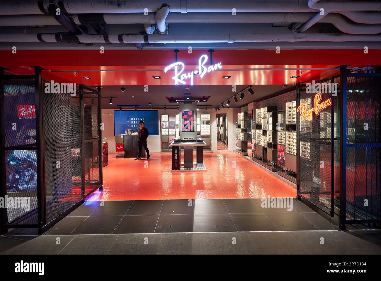 BANGKOK, THAILAND - CIRCA JANUARY, 2020: Ray-Ban sign over store entrance in Siam Center ...