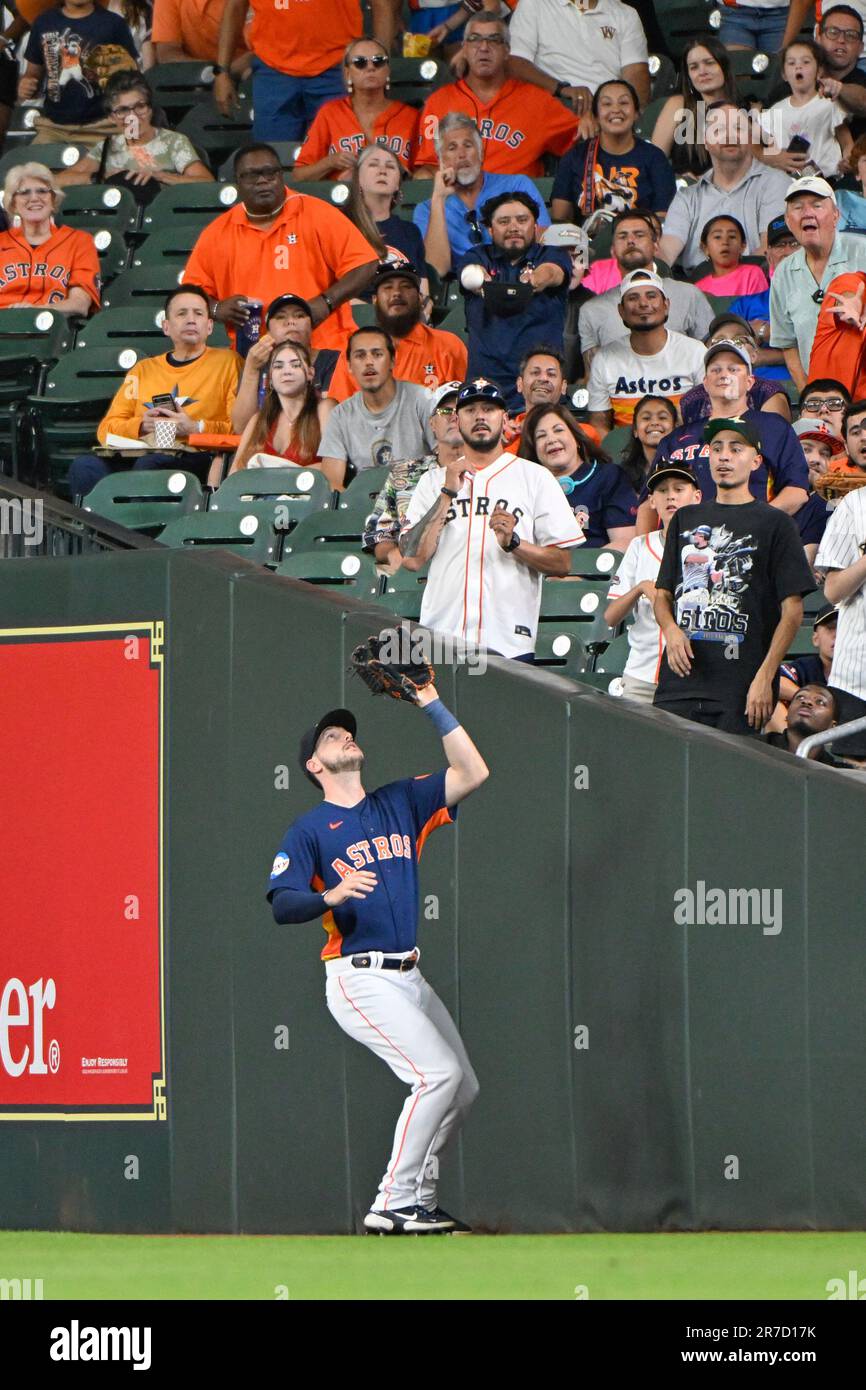 HOUSTON, TX - JUNE 14: Houston Astros right fielder Kyle Tucker (30) makes the catch for the out ...