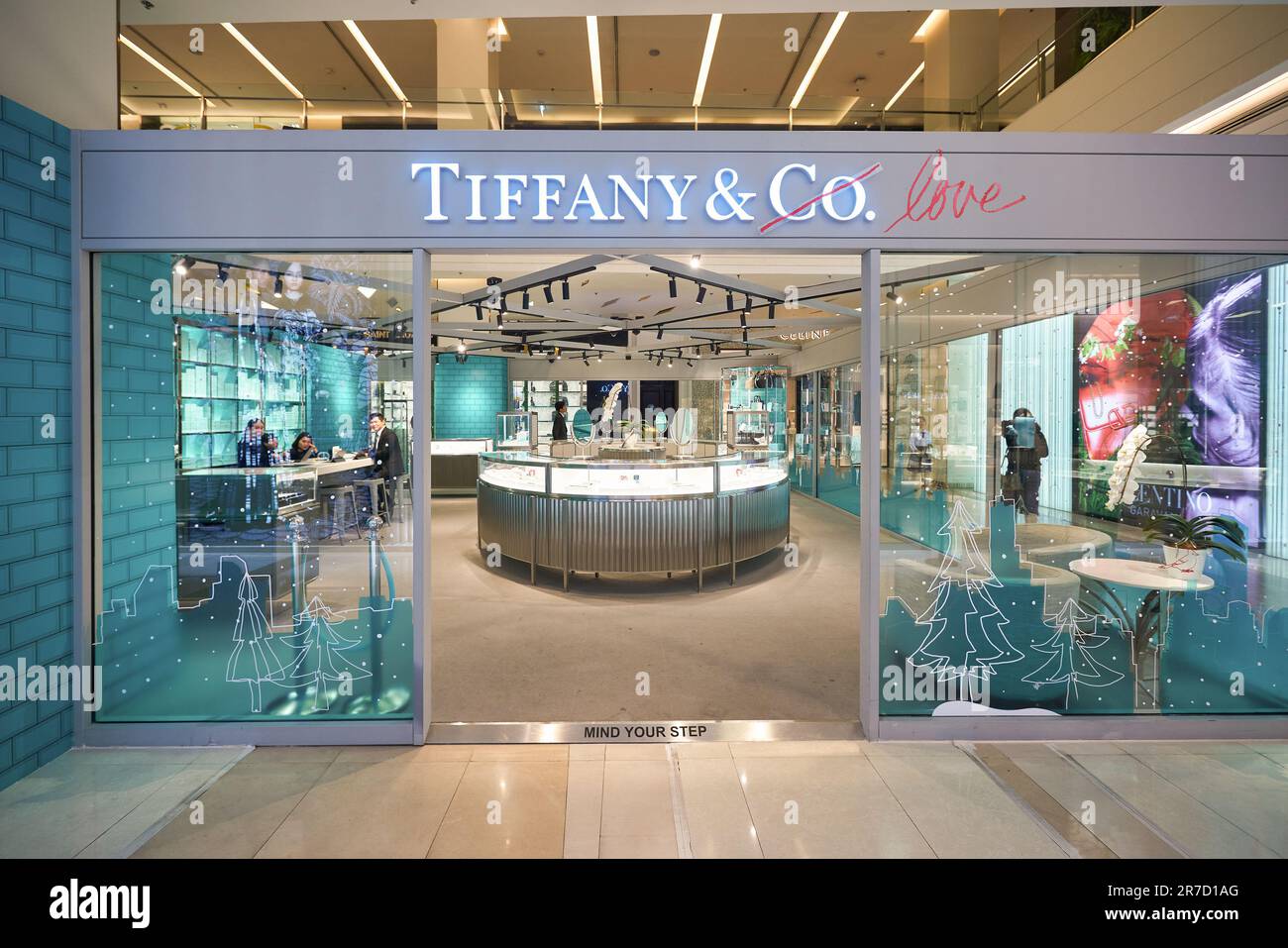 BANGKOK, THAILAND - CIRCA JANUARY, 2020: entrance to Tiffany and Co store at Siam Paragon ...