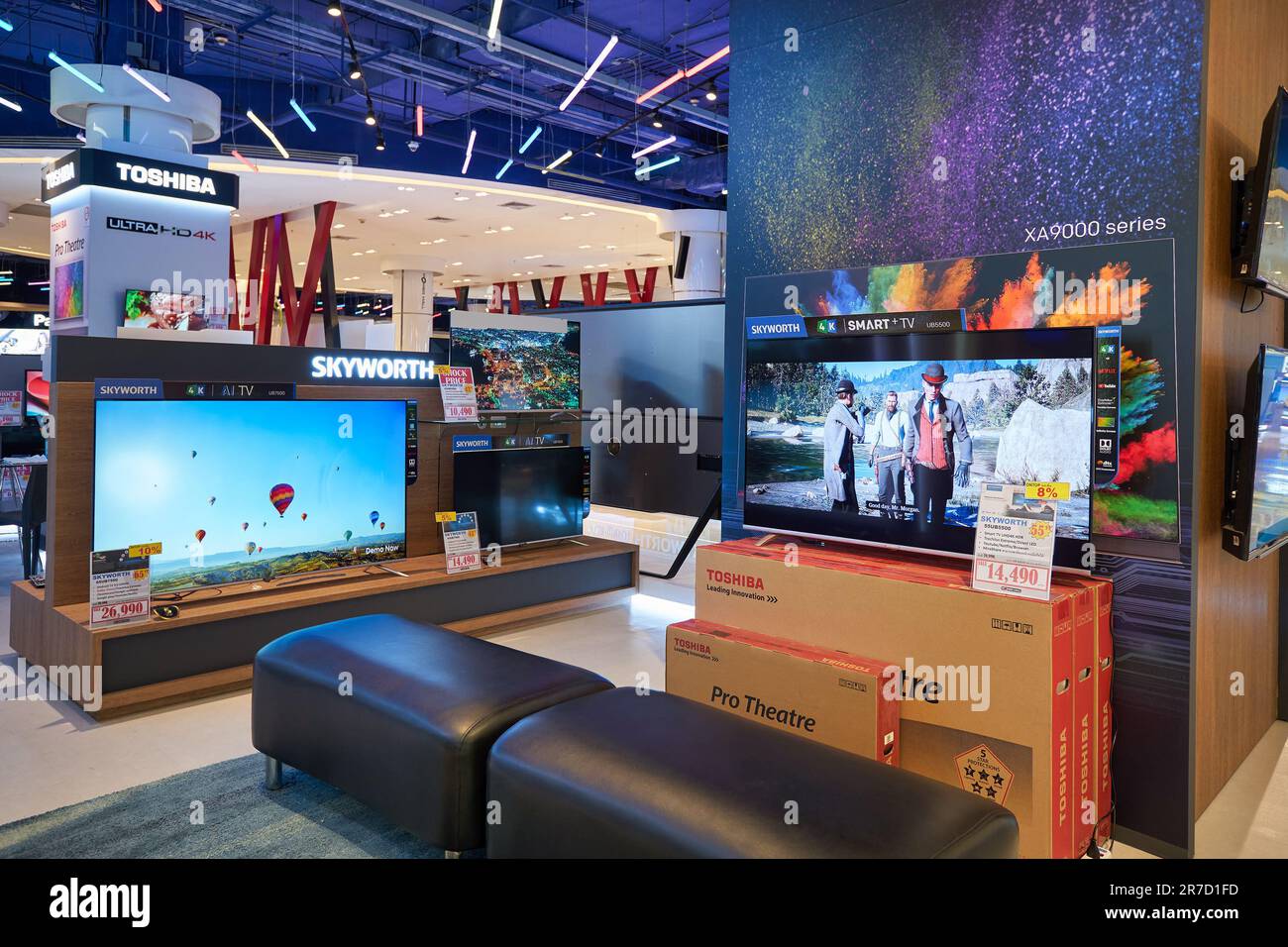 BANGKOK, THAILAND - CIRCA JANUARY, 2020: flat-screen televisions for ...