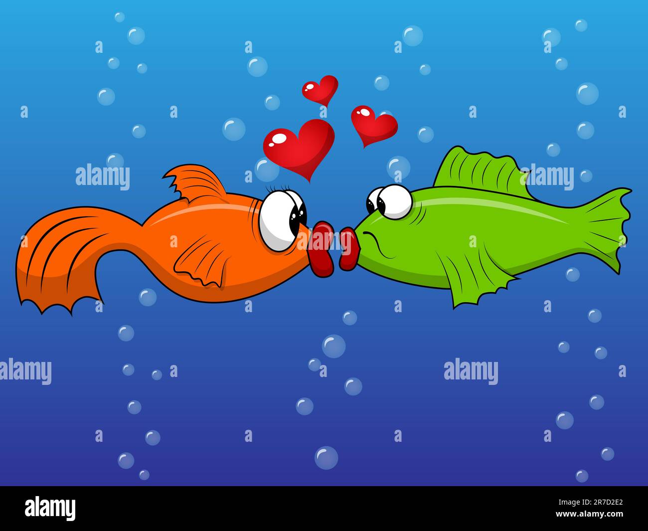 Vector picture with kissing fishes Stock Vector Image & Art - Alamy