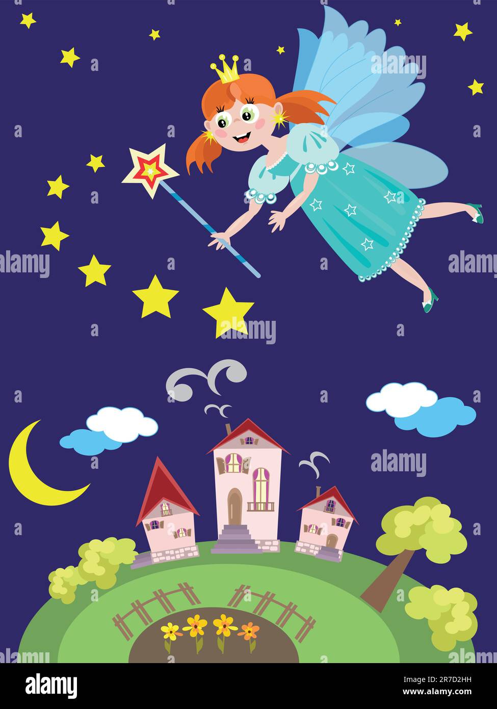 Night redhead fairy outdoor ,illustration and vector Stock Vector Image ...