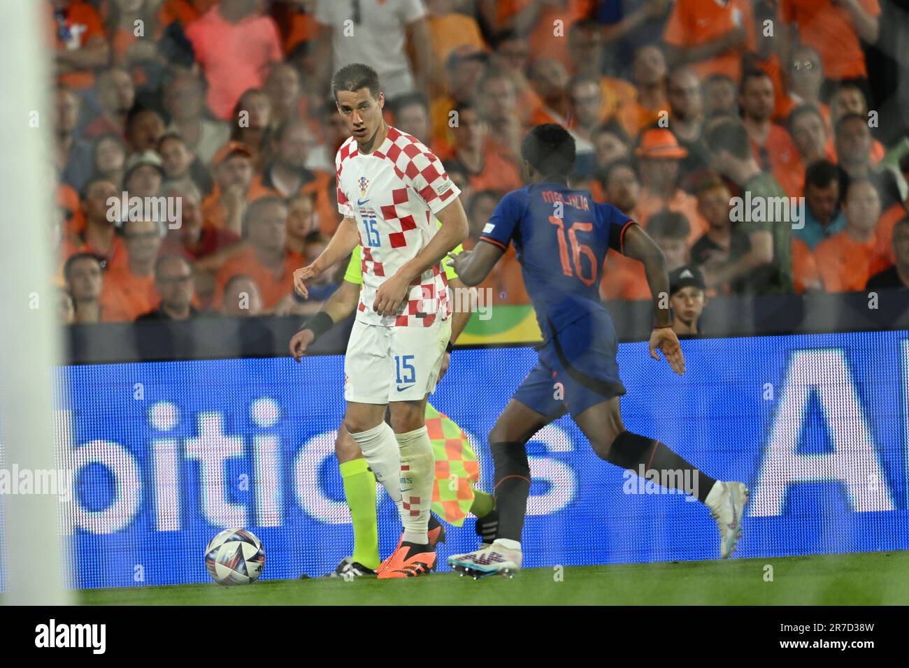 Rotterdam, Netherlands. June 14, 2023. Mario Pasalic (Croatia)Tyrell ...