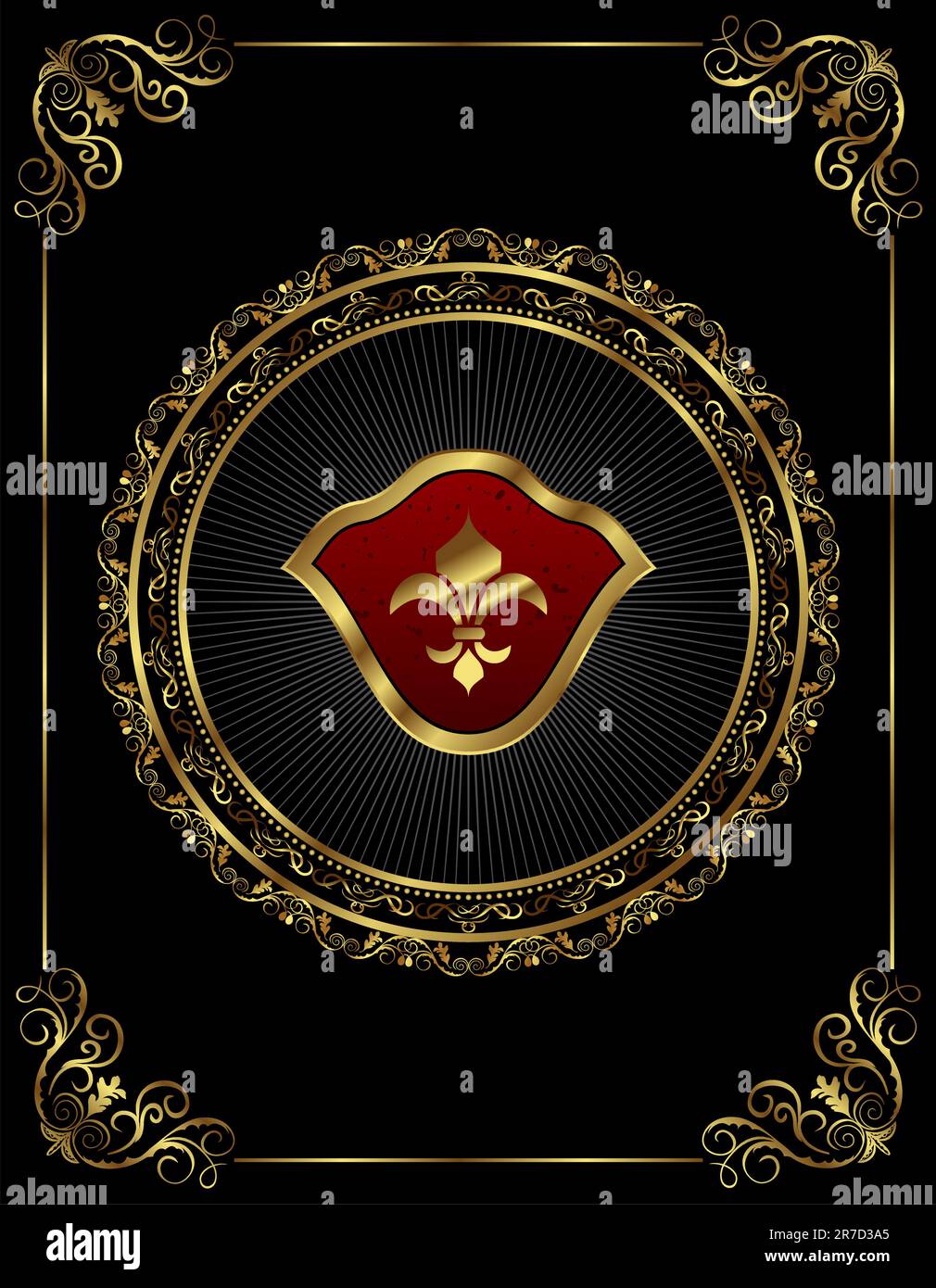 Illustration vintage frame with floral medallion - vector Stock Vector ...