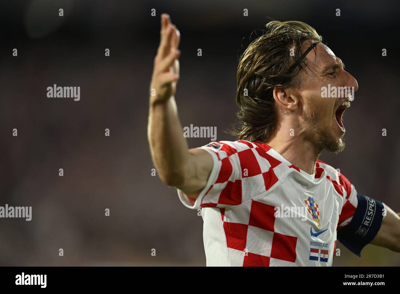 Rotterdam, Netherlands. June 14, 2023. Luka Modric (Croatia) celebrates ...