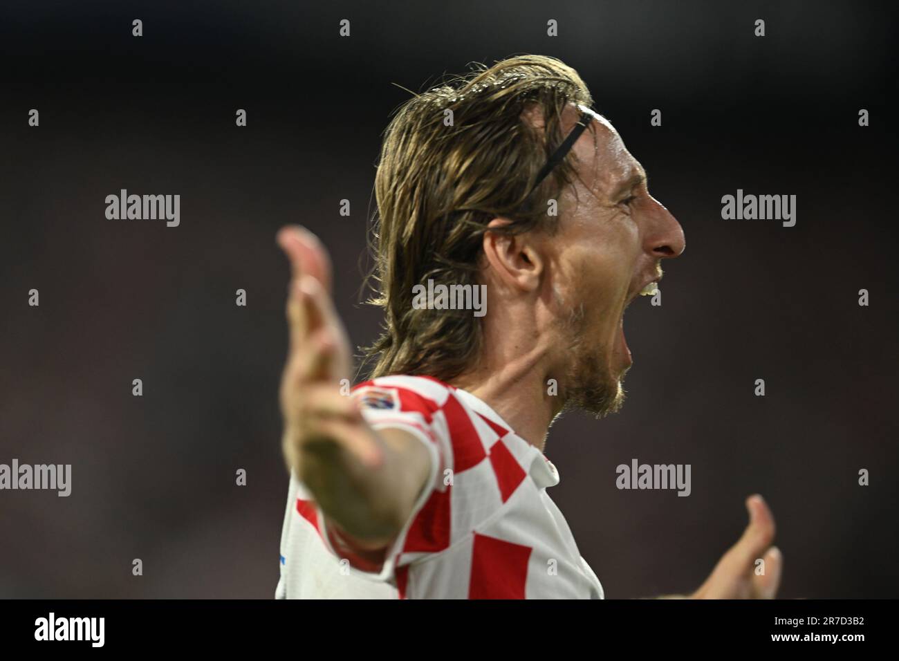 Rotterdam, Netherlands. June 14, 2023. Luka Modric (Croatia) celebrates ...