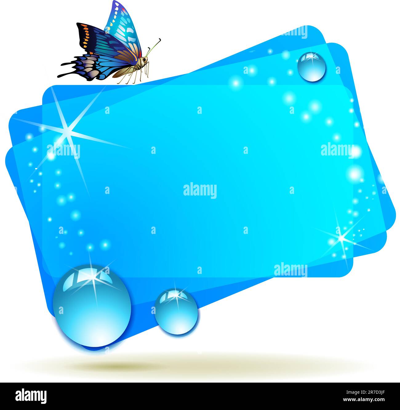 Abstract background with butterfly and drops, isolated on white Stock ...
