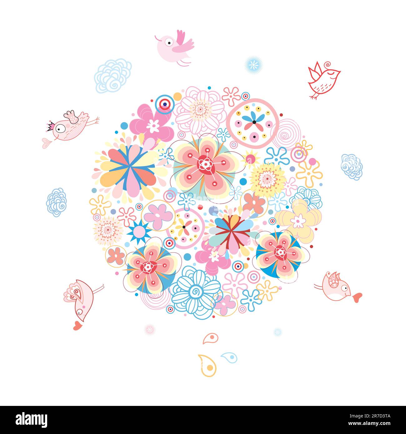 Bird ground yellow flowers Stock Vector Images - Alamy