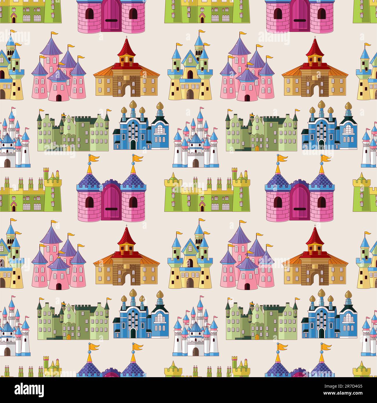 cartoon Fairy tale castle seamless pattern Stock Vector Image & Art - Alamy