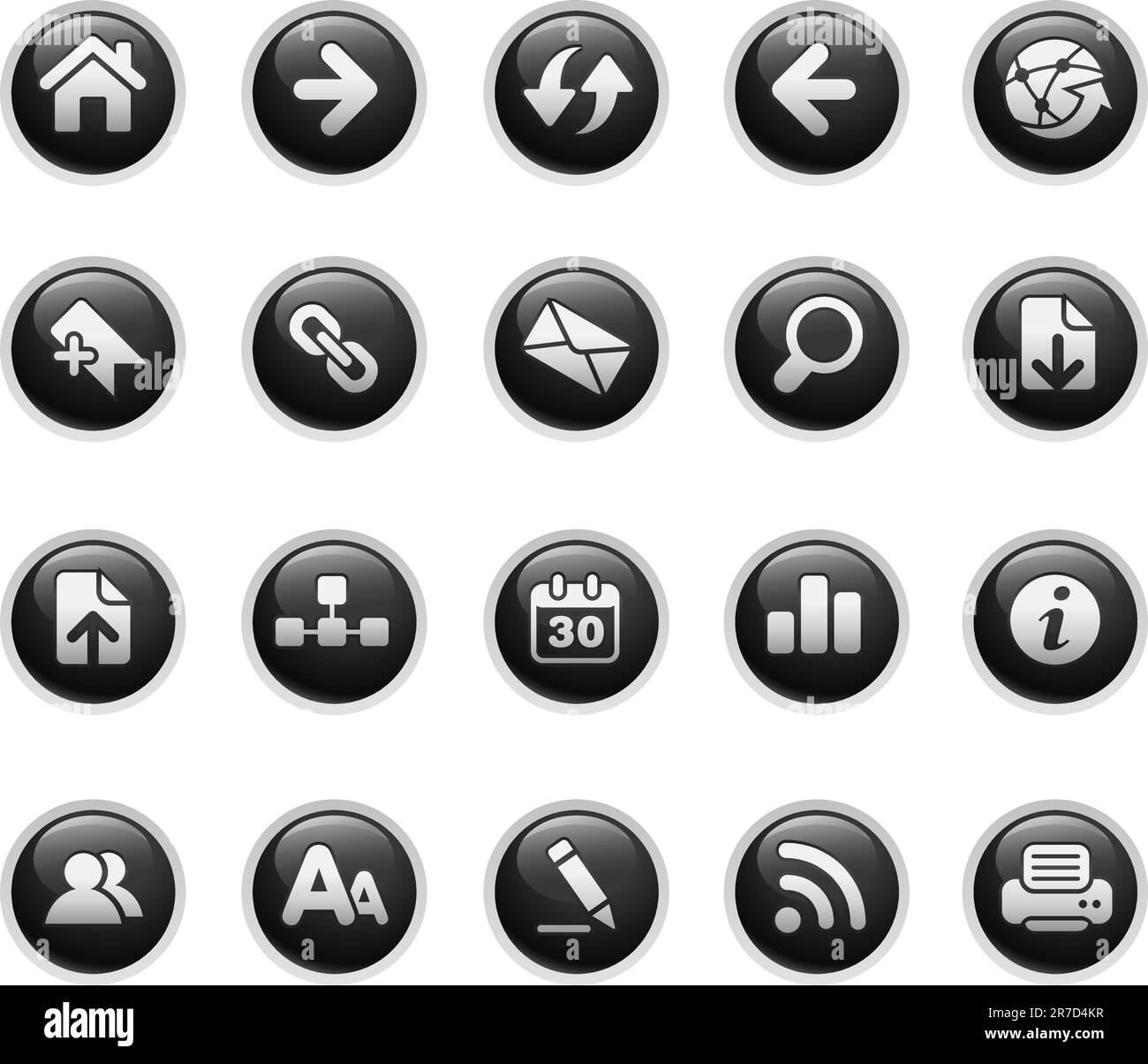 Vector Icons Set In Glossy Black Buttons Stock Vector Image And Art Alamy