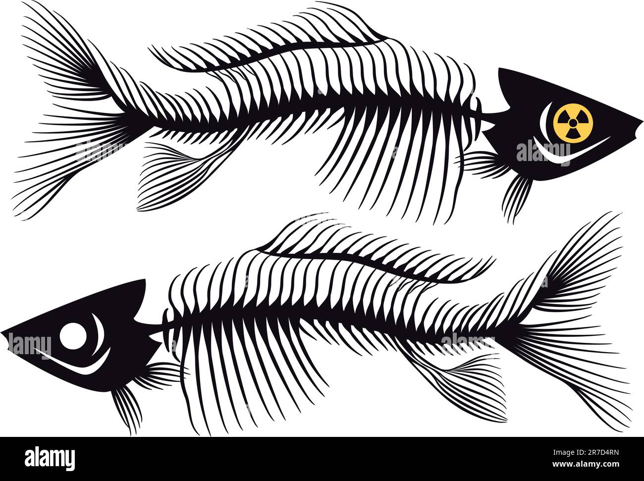 dead fishes with radioactive symbol, vector illustration Stock Vector ...