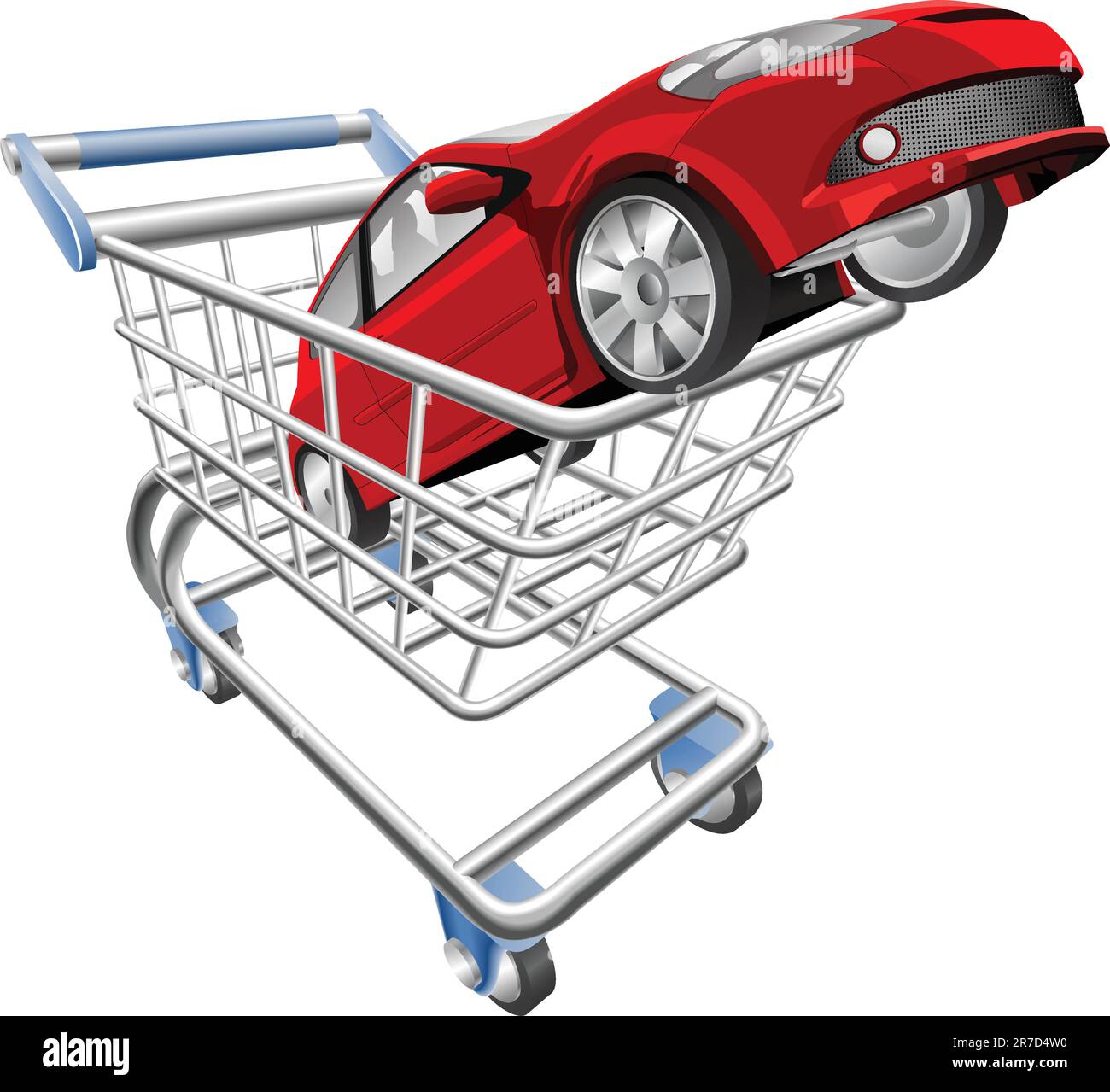 An illustration of a shopping cart trolley with car Stock Vector Image ...