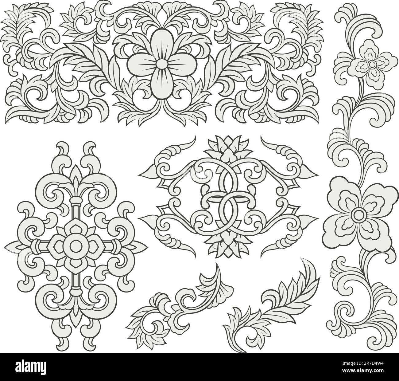Engraved floral design Stock Vector Images - Alamy