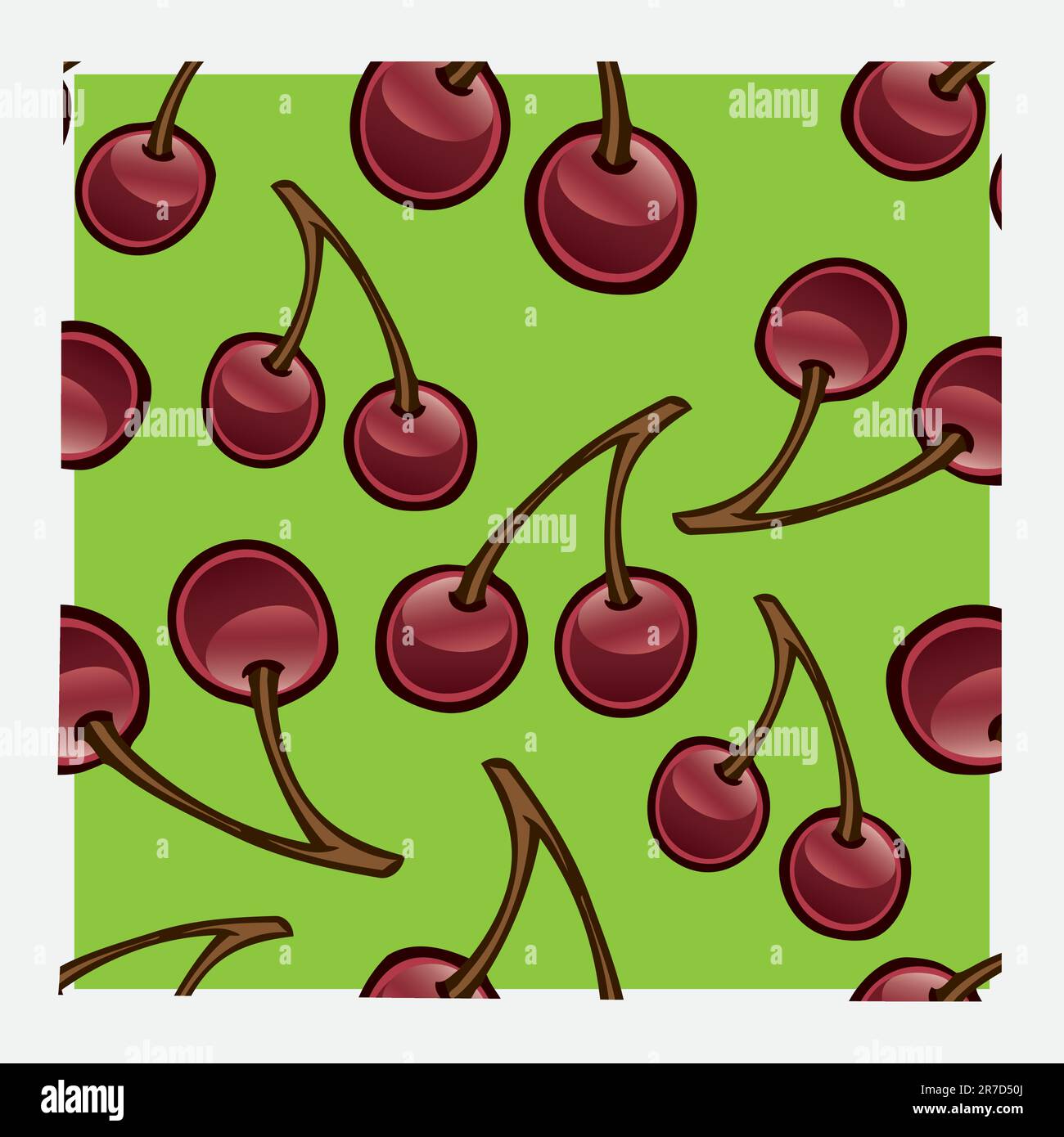 Vector repeat pattern of cherries in an attractive formation, against a ...