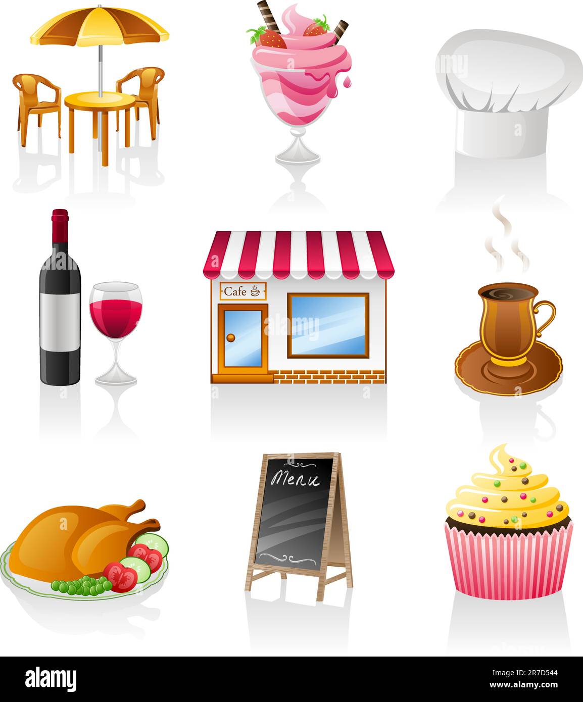 Vector cafe icon set isolated on white background Stock Vector Image ...