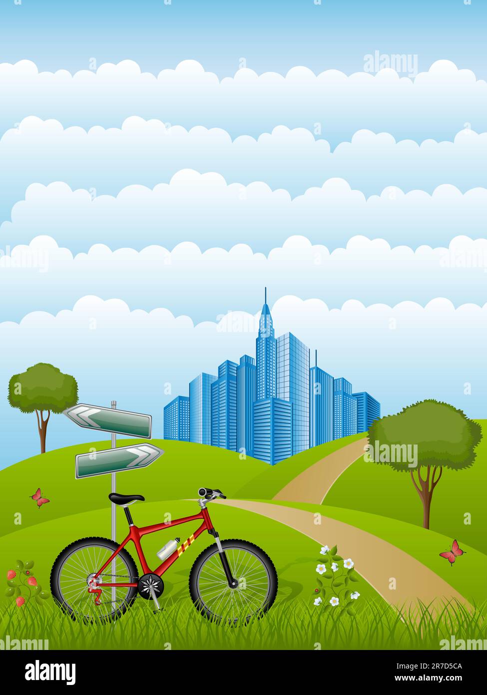 Summer landscape with a bike Stock Vector Image & Art - Alamy