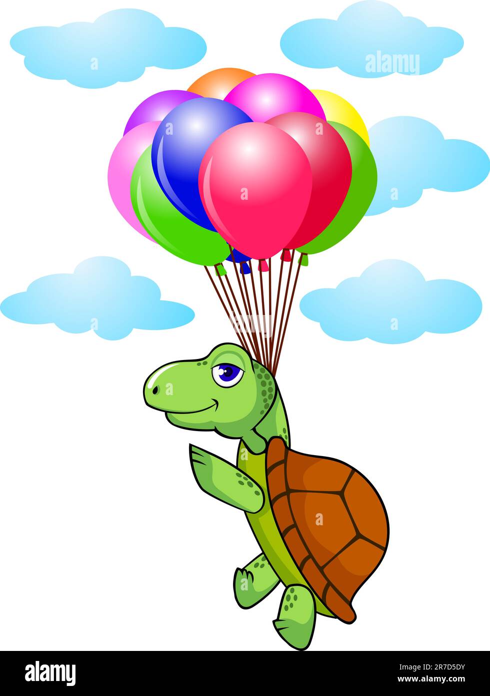 Turtle flying with balloon Stock Vector Image & Art - Alamy
