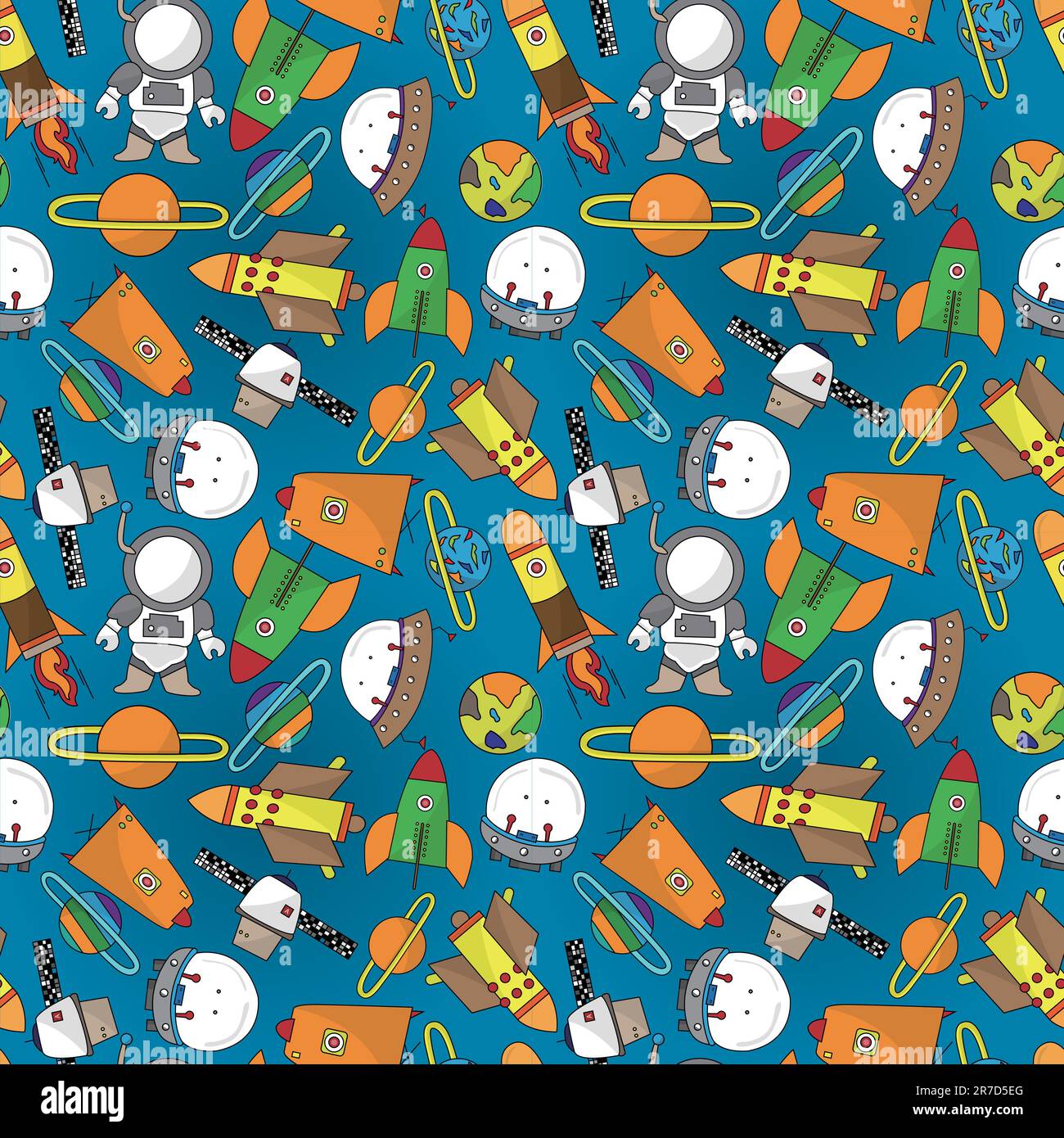 seamless cartoon space pattern Stock Vector Image & Art - Alamy