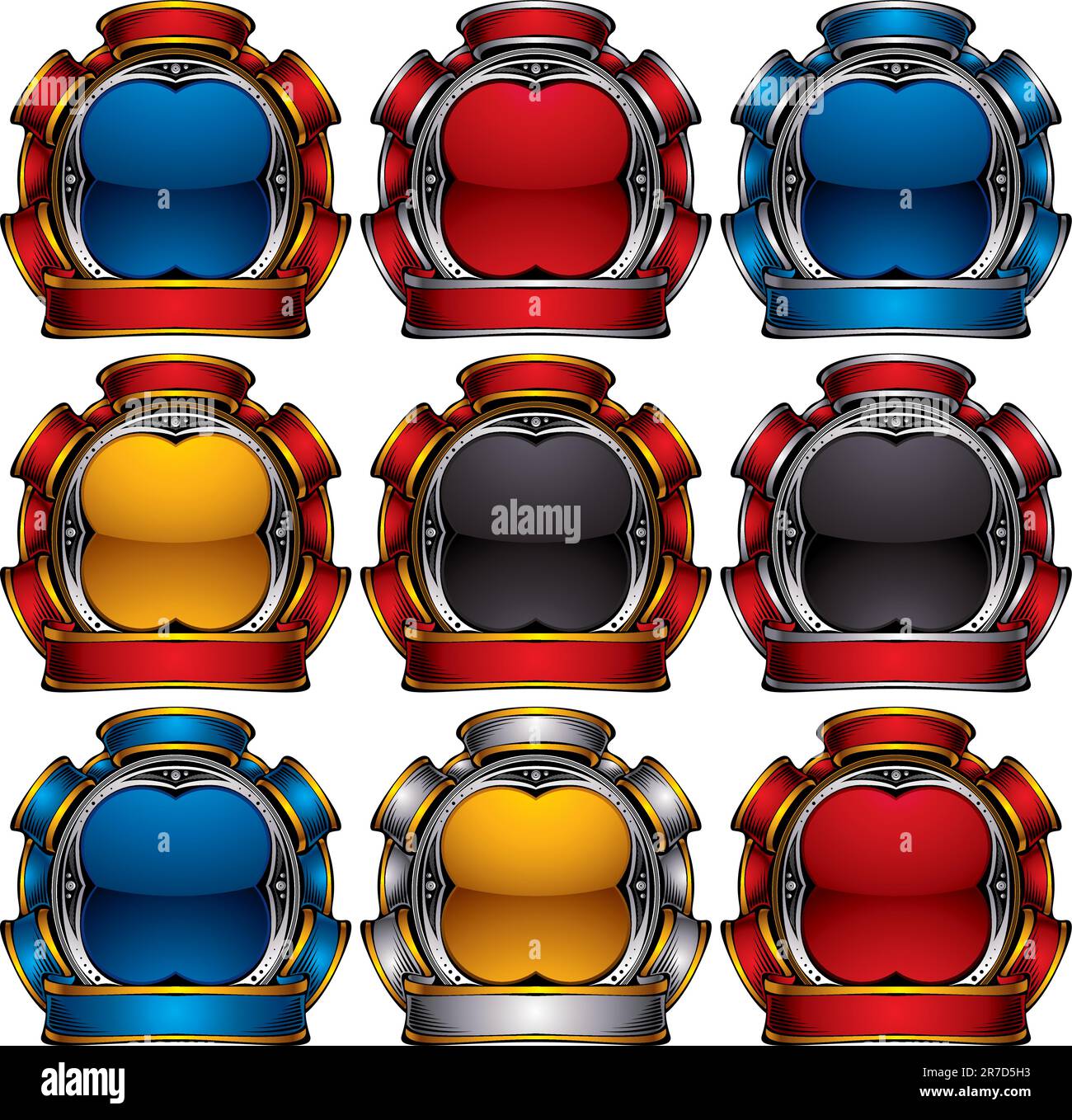 Vintage badges, colors set. Vector emblems Stock Vector Image & Art - Alamy