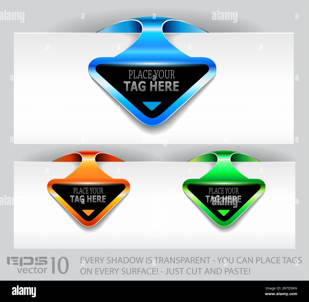 Set of high quality glossy arrow paper tag with space for your text and ...