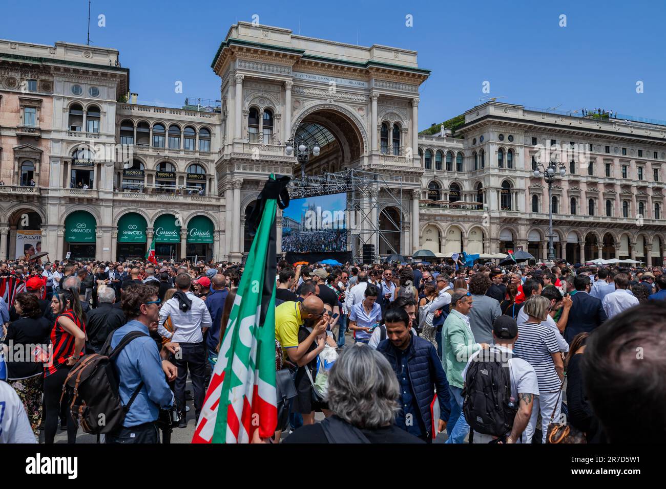 Milan, Italy - June 14, 2023: Large crowd at the state funeral of ...