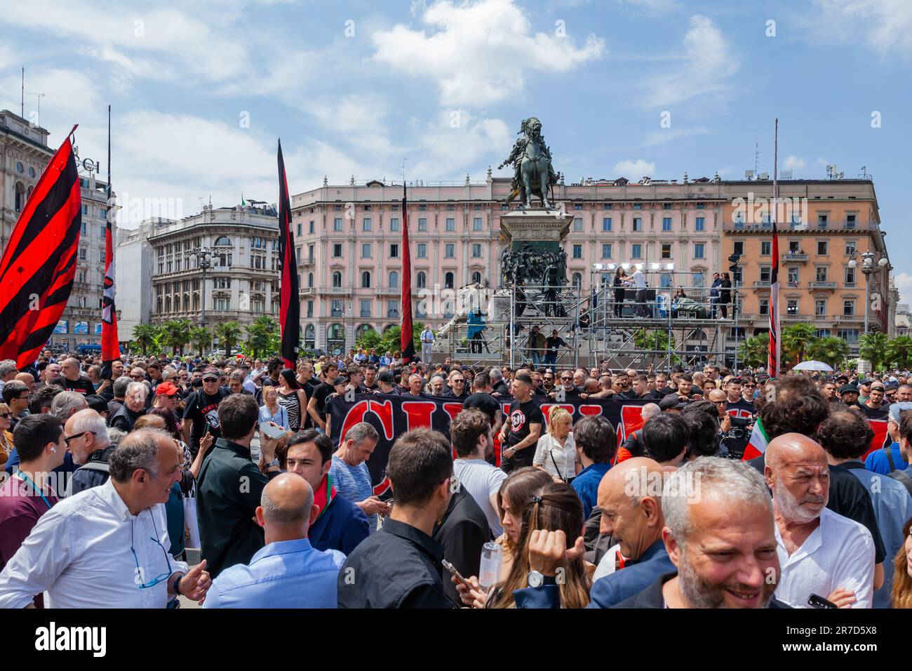 Milan, Italy - June 14, 2023: Large crowd at the state funeral of ...