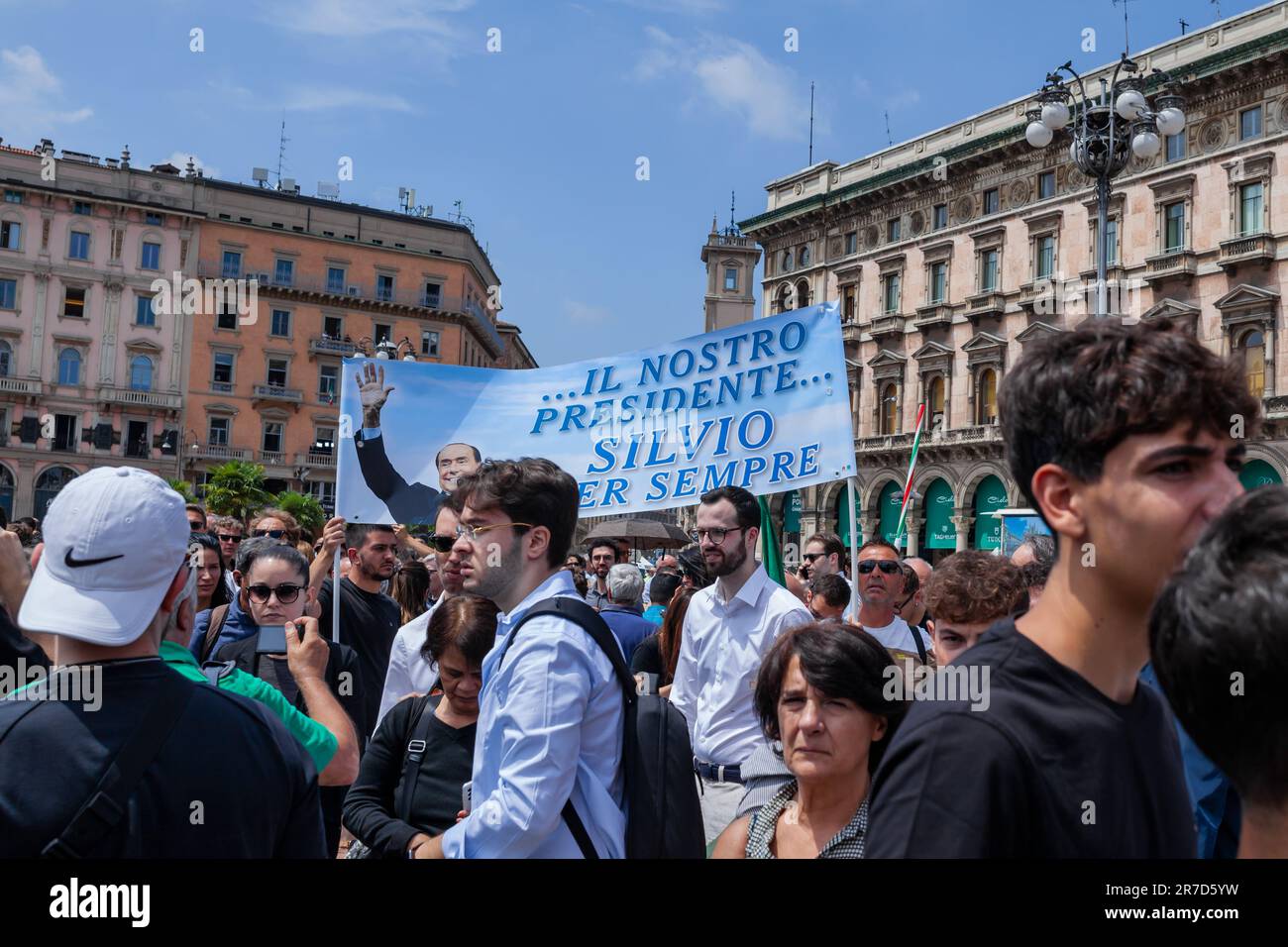 Milan, Italy - June 14, 2023: Large crowd at the state funeral of ...