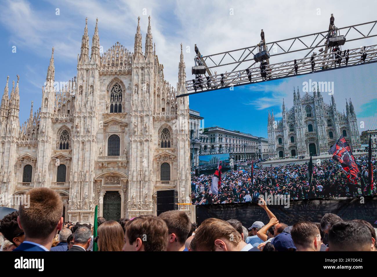 Milan, Italy - June 14, 2023: Large crowd at the state funeral of ...