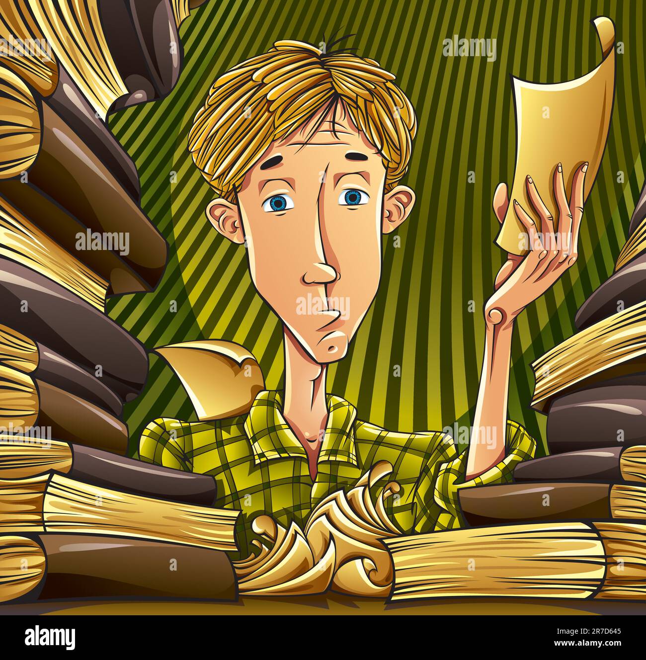 Tired student late work Stock Vector Images - Alamy