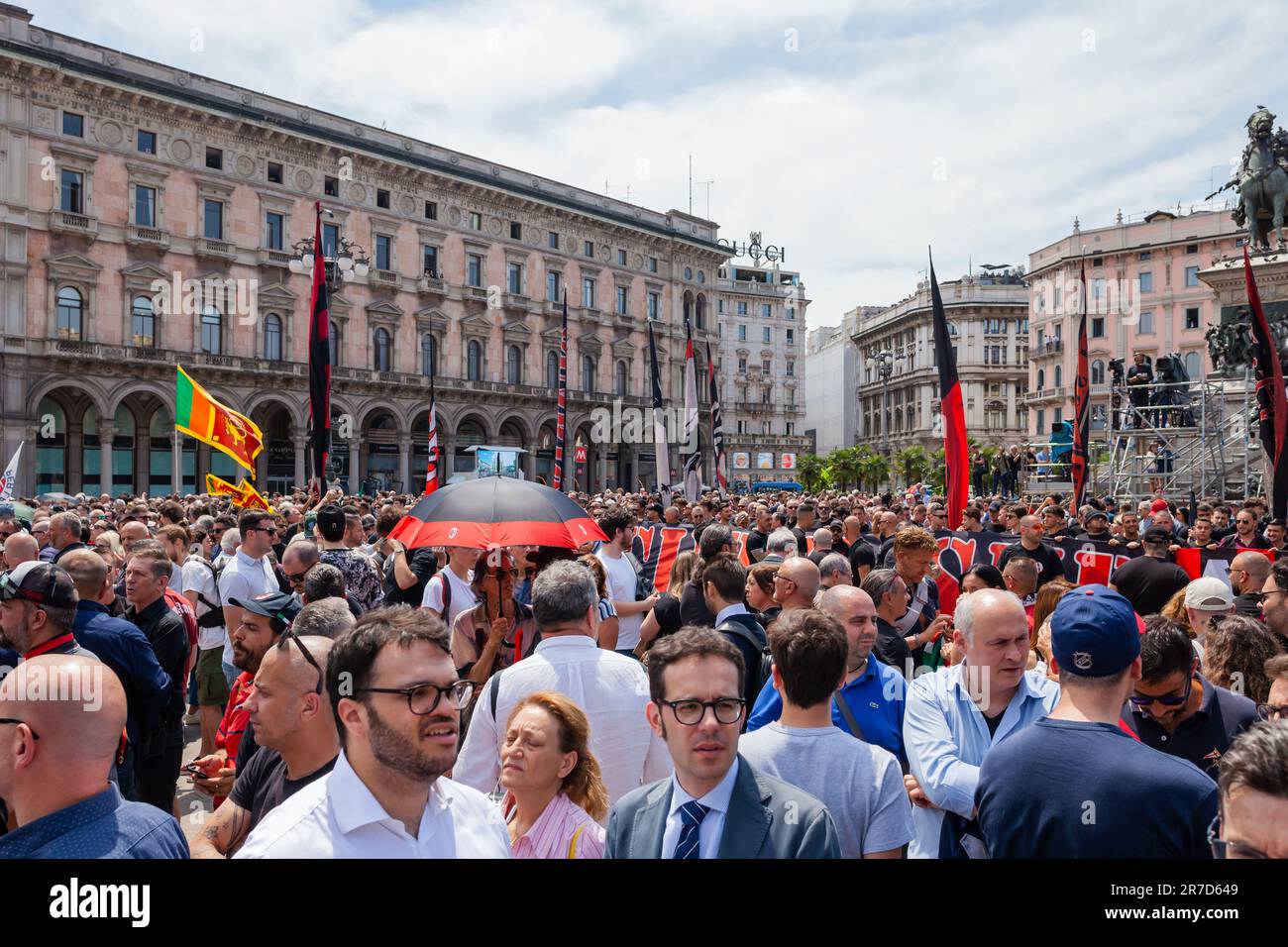 Milan, Italy - June 14, 2023: Large crowd at the state funeral of ...