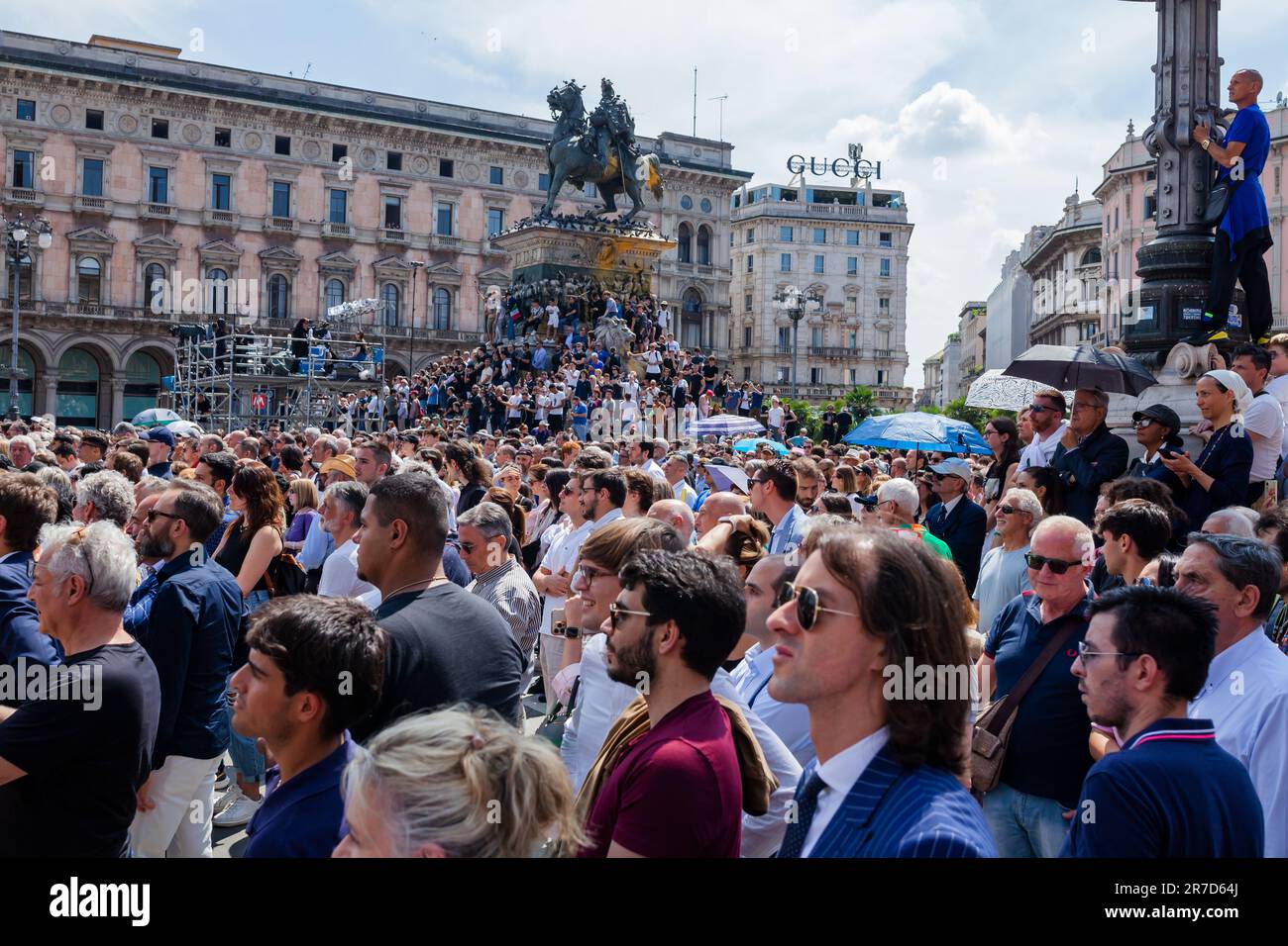 Milan, Italy - June 14, 2023: Large crowd at the state funeral of ...