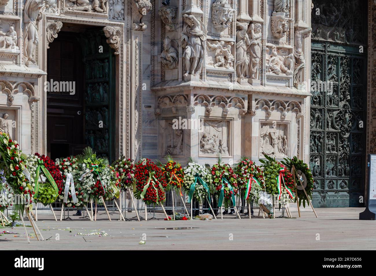 Milan, Italy - June 14, 2023: Large crowd at the state funeral of ...